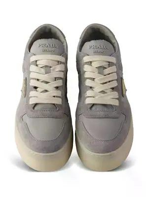 Prada Downtown Suede Platform Sneakers - Grey