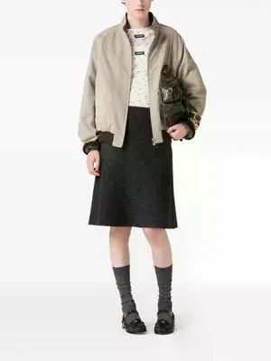 Miu Miu Reversible Bomber Jacket With Houndstooth Lining