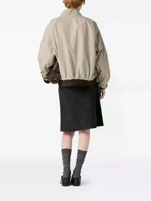 Miu Miu Reversible Bomber Jacket With Houndstooth Lining