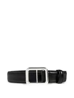 Lié Studio Georgia Slim Silver Buckle Leather Belt - Black