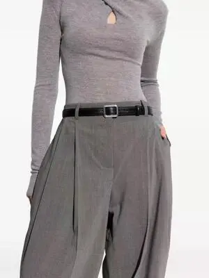 LIÉ STUDIO Georgia Slim Silver Buckle Leather Belt