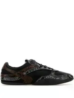 Miu Miu Snake-effect Lace-up Sneakers - Black