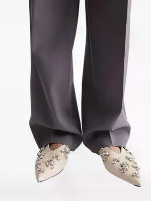 JIL SANDER Leather Ballerinas With Crystal Embellishment - Neutrals