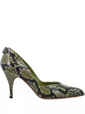 Miu Miu 85mm Snake-effect Court Shoes - Green