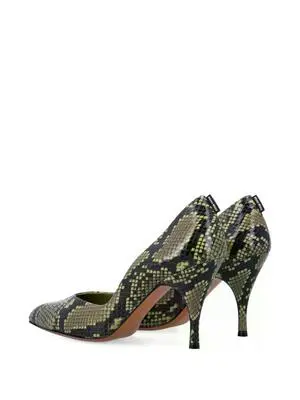 Miu Miu 85mm Snake-effect Court Shoes - Green