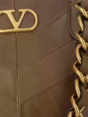 Valentino Garavani Laseine Small Shopping Bag In Chevron-patterned Nappa Leather