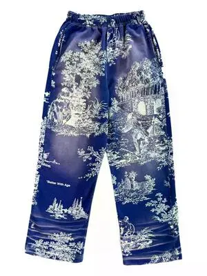 BETTER WITH AGE Printed Trousers - Blue