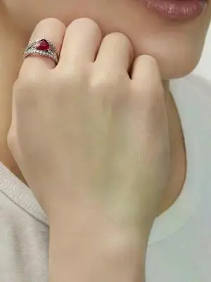 JEWELS AFICIONADO Platinum Diamond And Ruby Ring