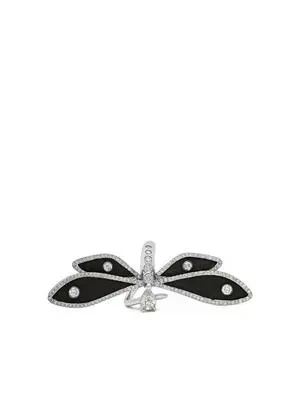 JEWELS AFICIONADO 18k White Gold Diamond Dragonfly Ring - Silver