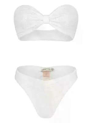 PARAMIDONNA Textured Bandeau Bikini Set - White
