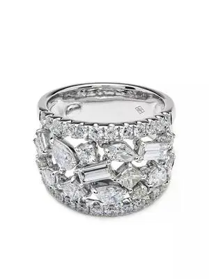JEWELS AFICIONADO 18k White Gold Diamond Cocktail Ring - Silver