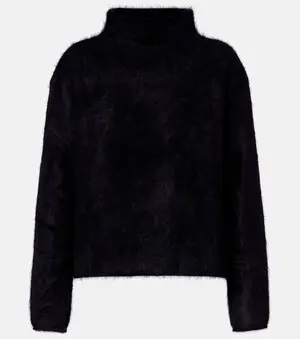LISA YANG Ribbed Cashmere Mockneck Sweater - Black