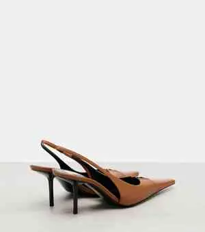 Saint Laurent Babylone Breteuil Leather Slingback Pumps - Beige