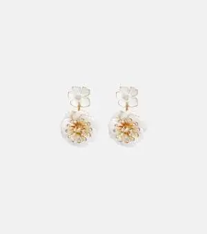 Carolina Herrera Crystal-embellished Floral Drop Earrings - White