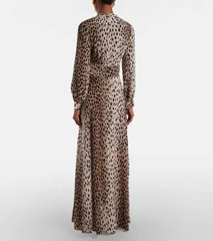 Rixo Emory Printed Silk Maxi Dress - Brown