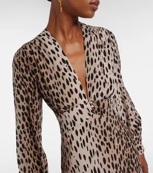 Rixo Emory Printed Silk Maxi Dress - Brown