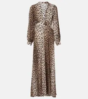 Rixo Emory Printed Silk Maxi Dress - Brown