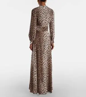 Rixo Emory Printed Silk Maxi Dress - Brown