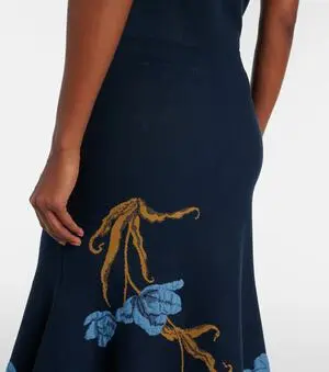 Erdem Floral Jacquard Midi Skirt - Blue