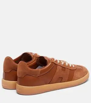 Hogan Suede-trimmed Leather Sneakers - Brown