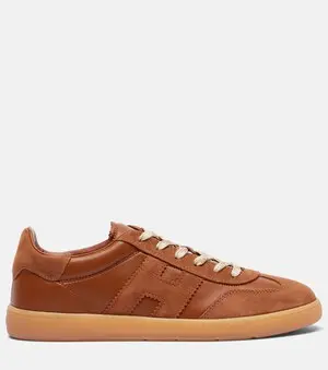 Hogan Suede-trimmed Leather Sneakers - Brown