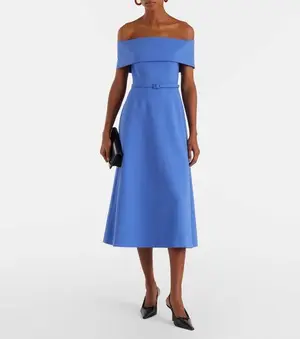 Carolina Herrera Belted Wool-blend Midi Dress
