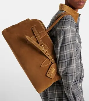 Miu Miu Adventure Suede Tote - Beige