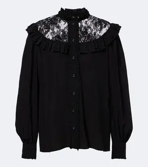 Chloé Lace-trimmed Silk Blouse - Black