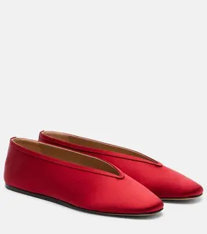 Le Monde Beryl Luna Satin Ballet Flats Red