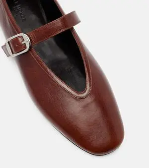 Le Monde Beryl Stella Leather Mary Jane Flats - Brown