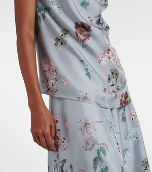 Altuzarra Sleary Floral Draped Silk Top - Blue