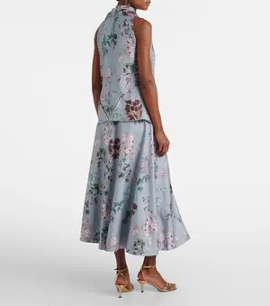 Altuzarra Varda Floral Silk Midi Skirt - Blue