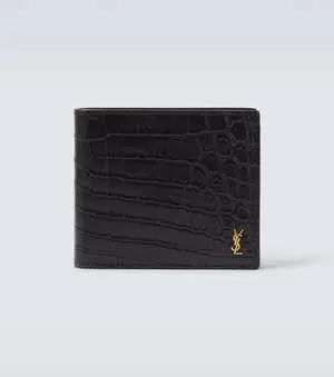 Saint Laurent Croc-effect Leather Wallet - Black