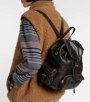 Miu Miu Leather Backpack - Brown