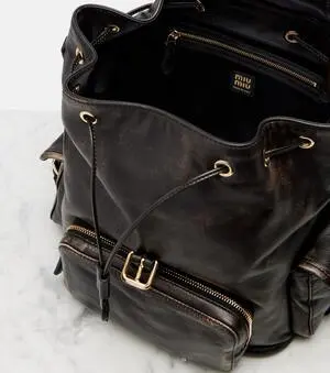 Miu Miu Leather Backpack - Brown