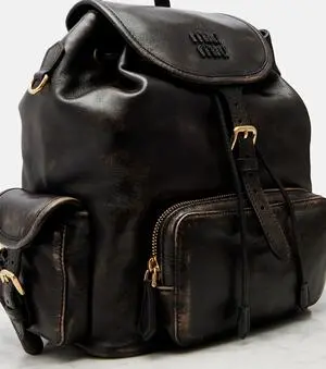 Miu Miu Leather Backpack - Brown