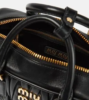 Miu Miu Arcadie Matelassé Leather Tote Bag - Black