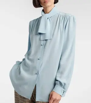 Valentino Garavani Tie-neck Silk Shirt