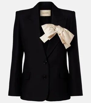 Valentino Garavani Crepe Couture Bow-detail Blazer - Black