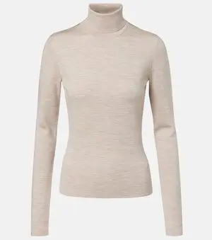 Gabriela Hearst Wool, Cashmere, And Silk Turtleneck Top - Beige