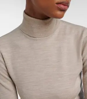 Gabriela Hearst Wool, Cashmere, And Silk Turtleneck Top - Beige