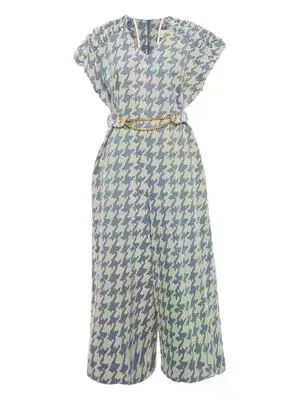 POCA & POCA Houndstooth Belted Jumpsuit