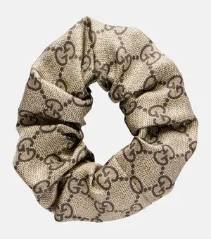 Gucci Gg Jacquard Silk Scrunchie - Beige