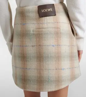 Loewe Wool, Cashmere, And Silk Miniskirt - Beige