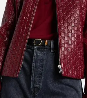 Gucci Leather Belt With Gold-toned Hardware
