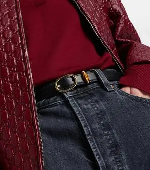 Gucci Leather Belt With Gold-toned Hardware