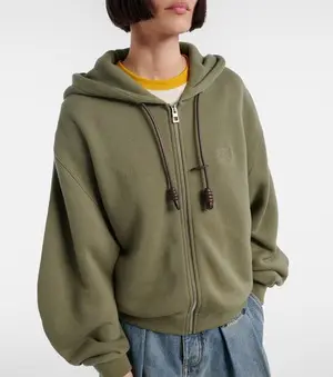 Loewe Flamenco Cotton And Cashmere Zip-up Hoodie - Green
