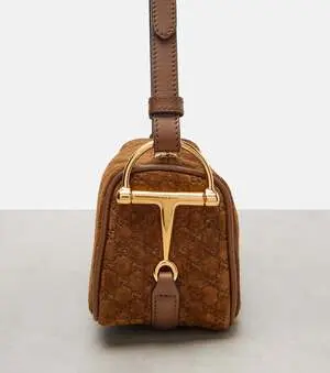 Gucci Half Horsebit Suede Shoulder Bag