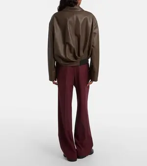 Loewe Leather-trimmed Wool Wide-leg Pants