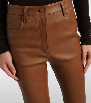 JOSEPH Cropped Leather Bootcut Pants